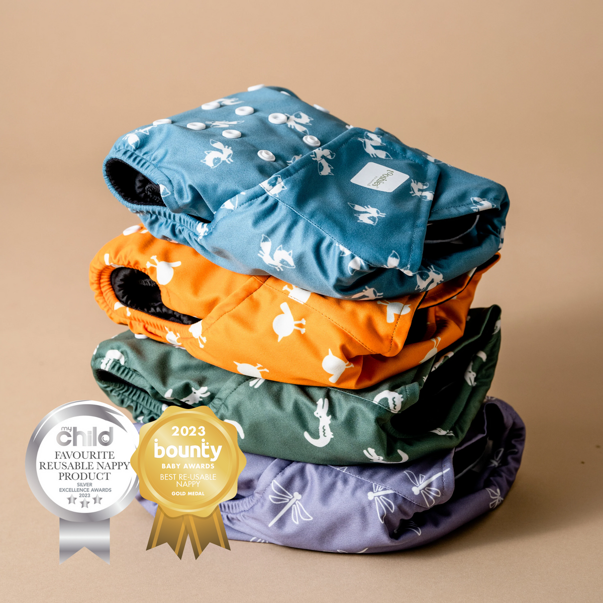 Tooshies Reusable Cloth Nappies - 4 Pack